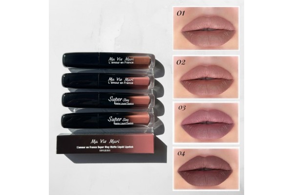 Набір 4 шт Рідка матова помада Ma Vie Mari L'amour en France Super Stay ...